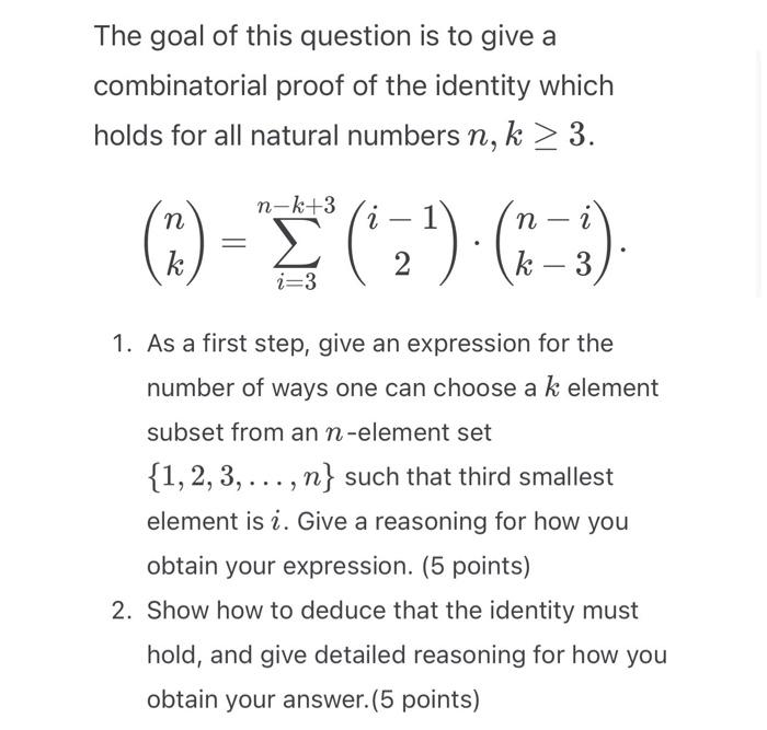 Solved The goal of this question is to give a combinatorial | Chegg.com