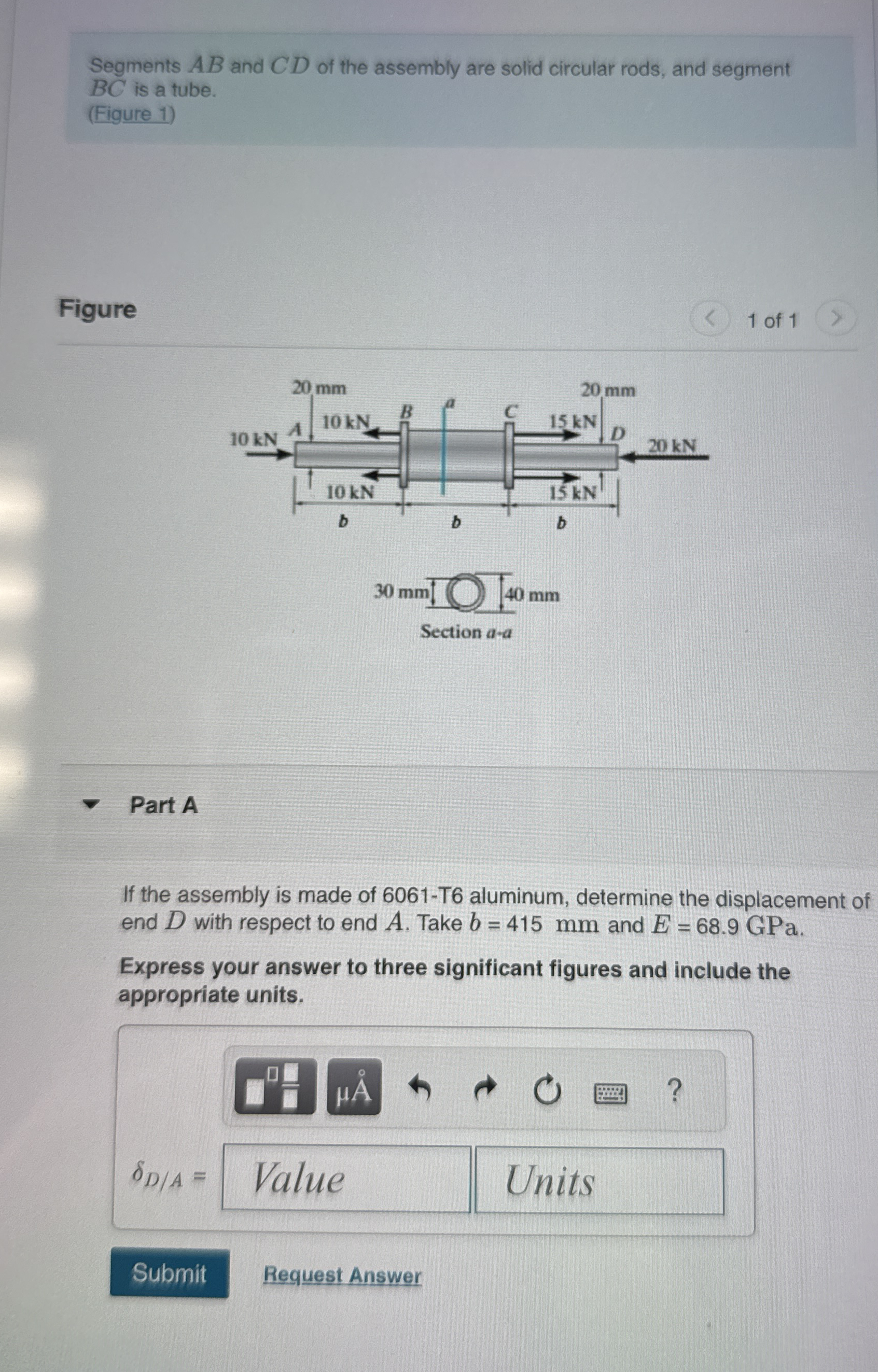 Solved Segments AB ﻿and CD ﻿of the assembly are solid | Chegg.com