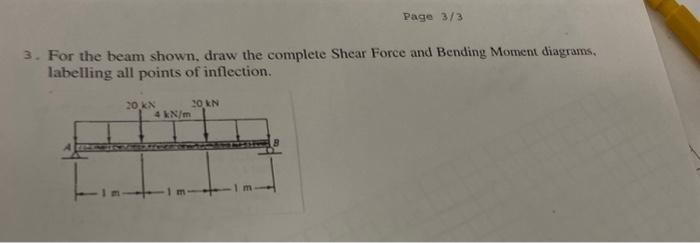 Solved For the beam shown, draw the complete Shear Force and | Chegg.com
