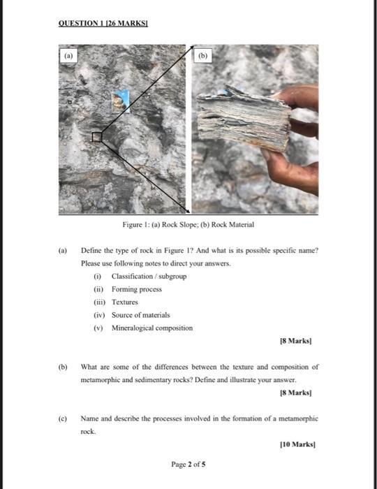 Solved QUESTION I[26 MARKS] Figure 1: (a) Rock Slope; (b) | Chegg.com