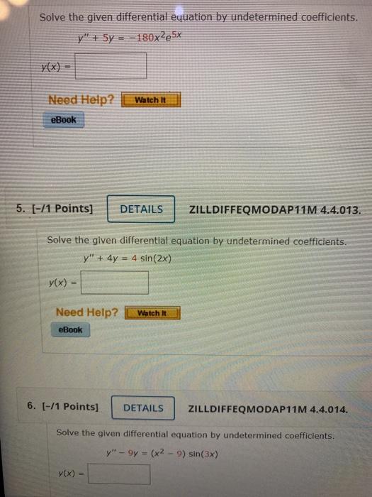 Solved Solve the given differential equation by undetermined | Chegg.com