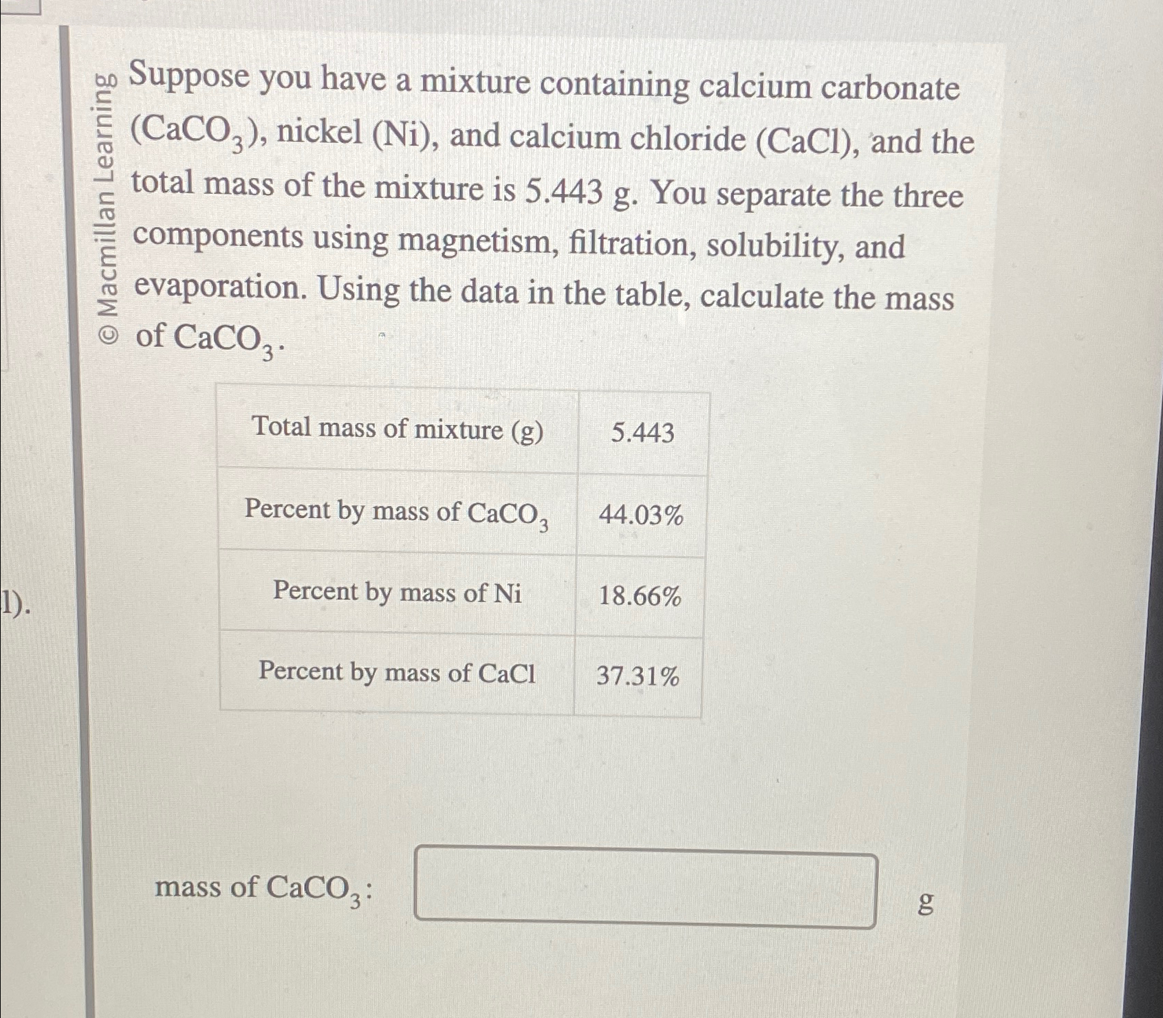Solved so Suppose you have a mixture containing calcium | Chegg.com