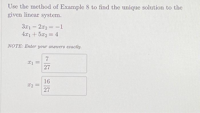 Use the method of Example 8 to find the unique | Chegg.com