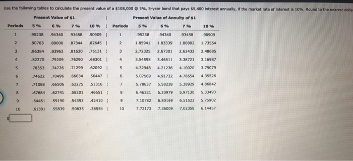 Solved Use the following tables to calculate the present | Chegg.com