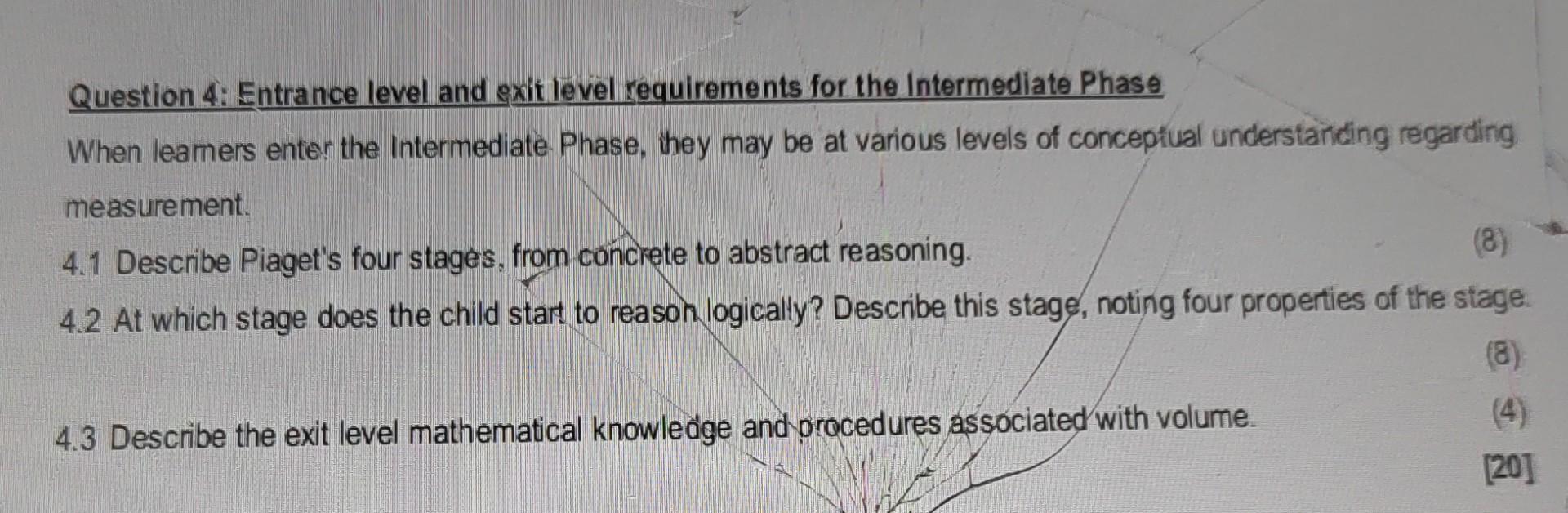 Solved Question 4: Entrance level and exit level | Chegg.com