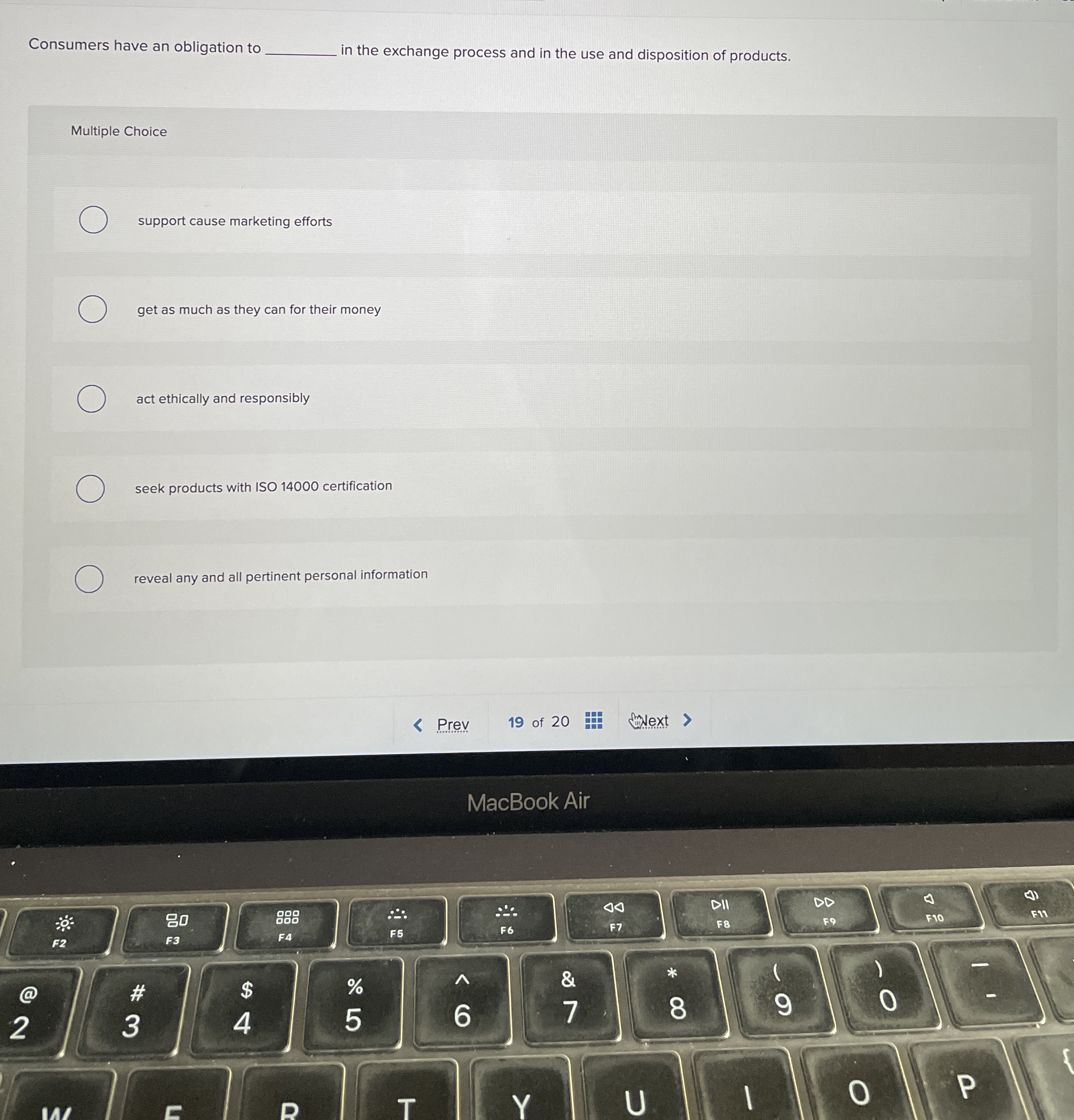 Solved Consumers have an obligation toin the exchange | Chegg.com