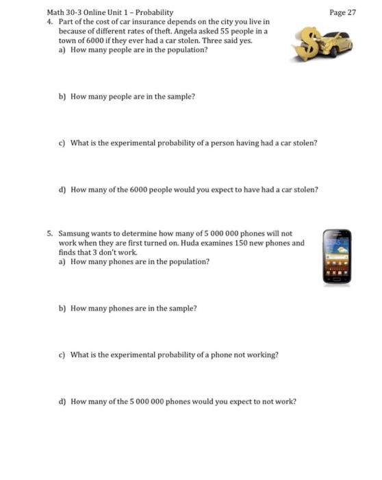 Solved Math 30-3 Online Unit 1 - Probability 4. Part of the | Chegg.com