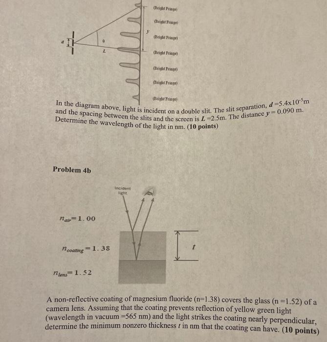 Solved Bright in (Biringe (Bright Fringe (Bright Pringe | Chegg.com