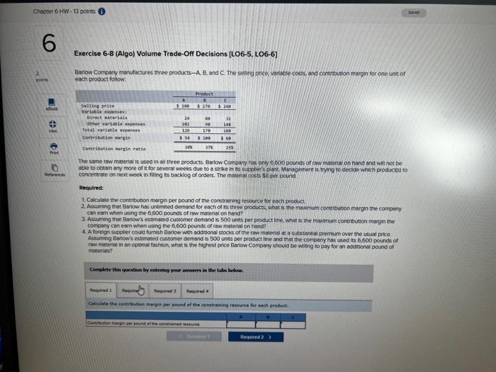 Solved Exercise 6-8 (Algo) Volume Trade-Off Decisions | Chegg.com