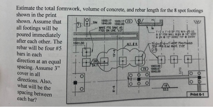 Solved Estimate the total formwork, volume of concrete, and | Chegg.com