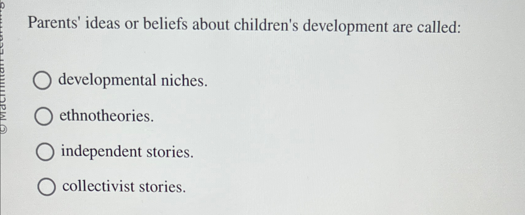 Solved Parents' ideas or beliefs about children's | Chegg.com