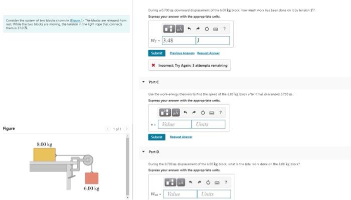 Solved Part H Consider the system of two blocks shown in | Chegg.com