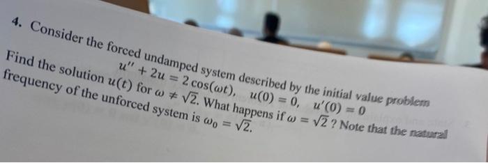 Solved 4. Consider the forced undamped system described by | Chegg.com