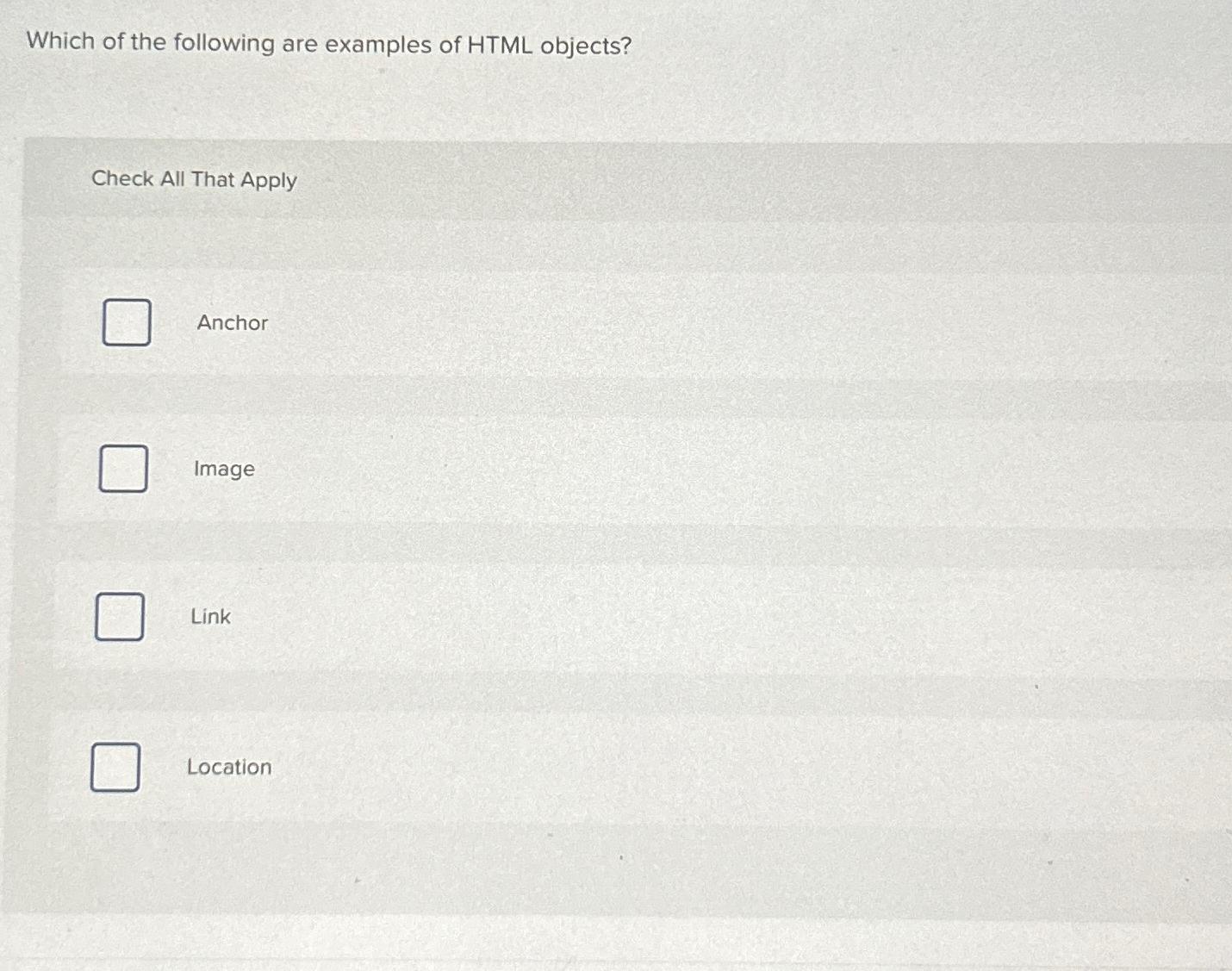 Solved Which Of The Following Are Examples Of Html