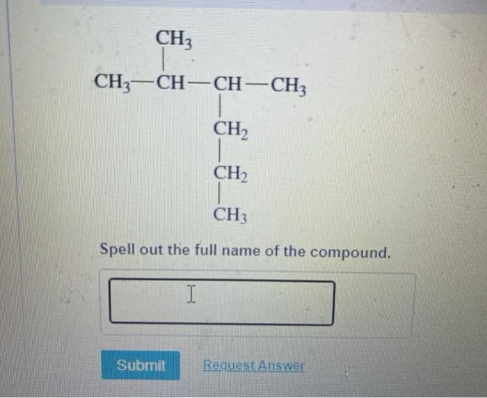 Solved CH3 1 CH3-CH-CH-CH2 CH2 CH2 CH3 Spell out the full | Chegg.com