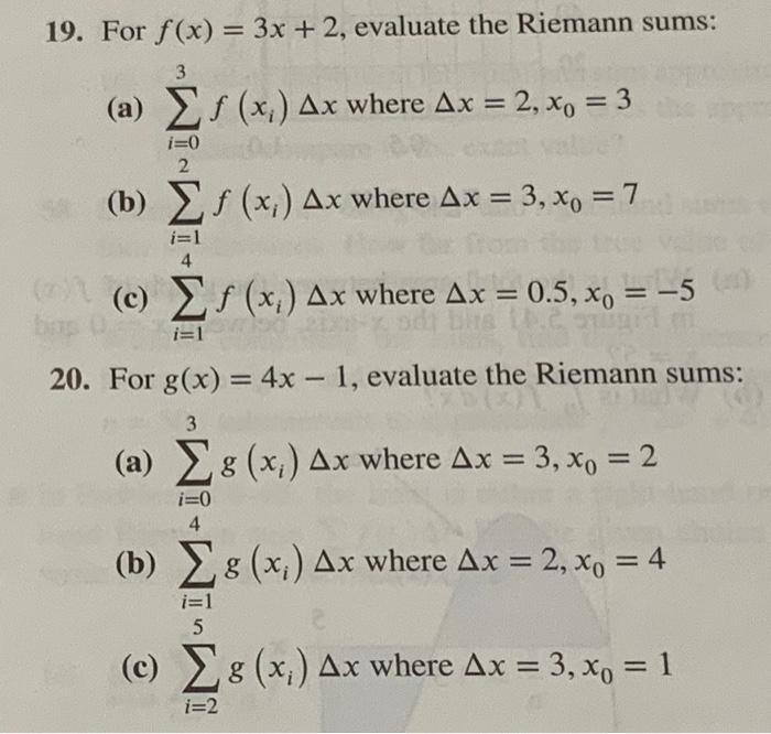 Solved 9. For f(x)=3x+2, evaluate the Riemann sums: (a) | Chegg.com