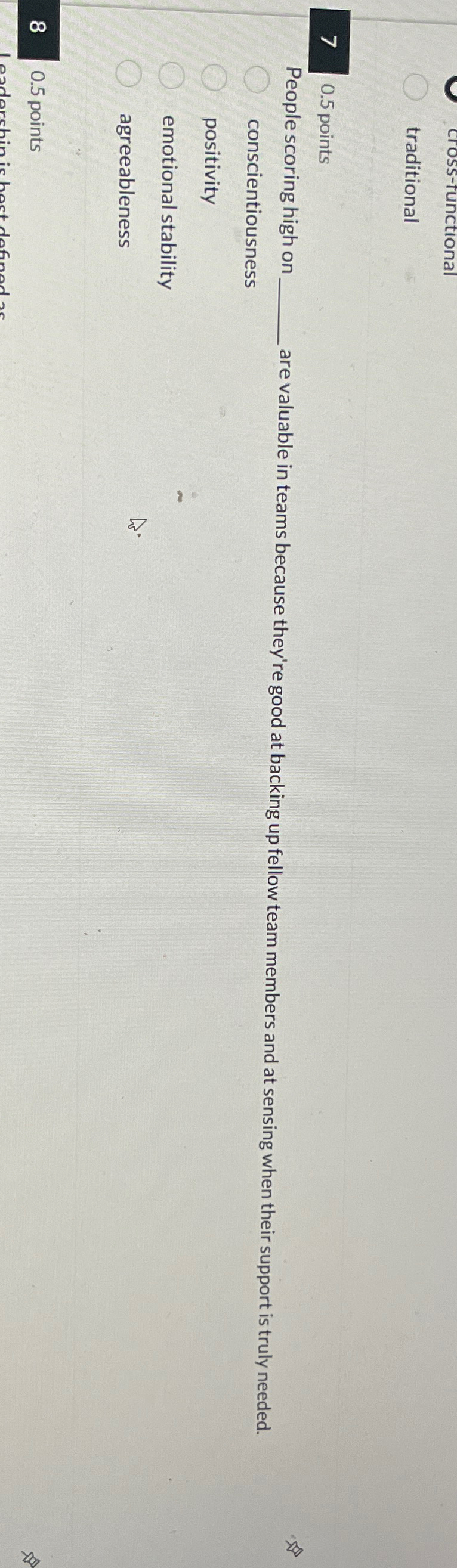 Solved ﻿traditional70.5 ﻿pointsPeople scoring high on | Chegg.com