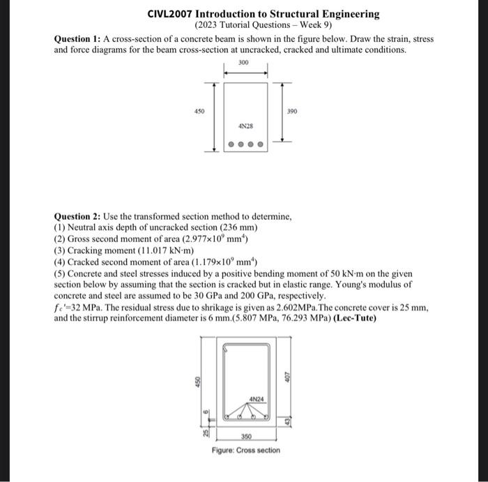 Solved CIVL2007 Introduction to Structural Engineering (2023 | Chegg.com