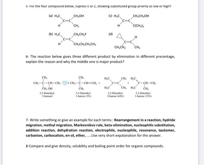 Solved S- For the four compound below, Express E or Z, | Chegg.com