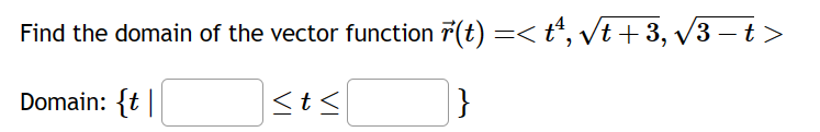 Solved Find the domain of the vector function | Chegg.com