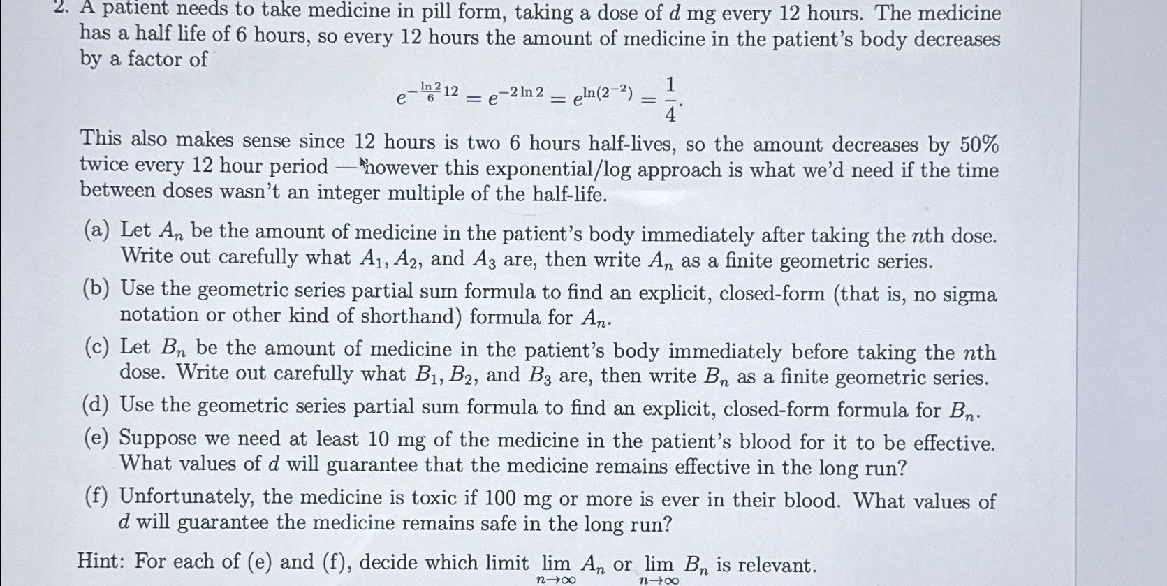 Solved A patient needs to take medicine in pill form, taking | Chegg.com