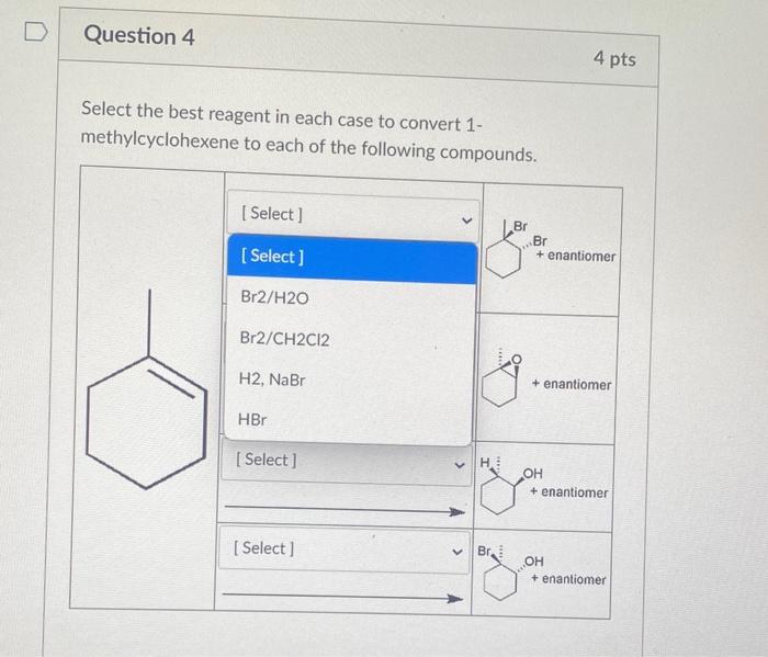 Solved Select the best reagent in each case to convert 1 | Chegg.com