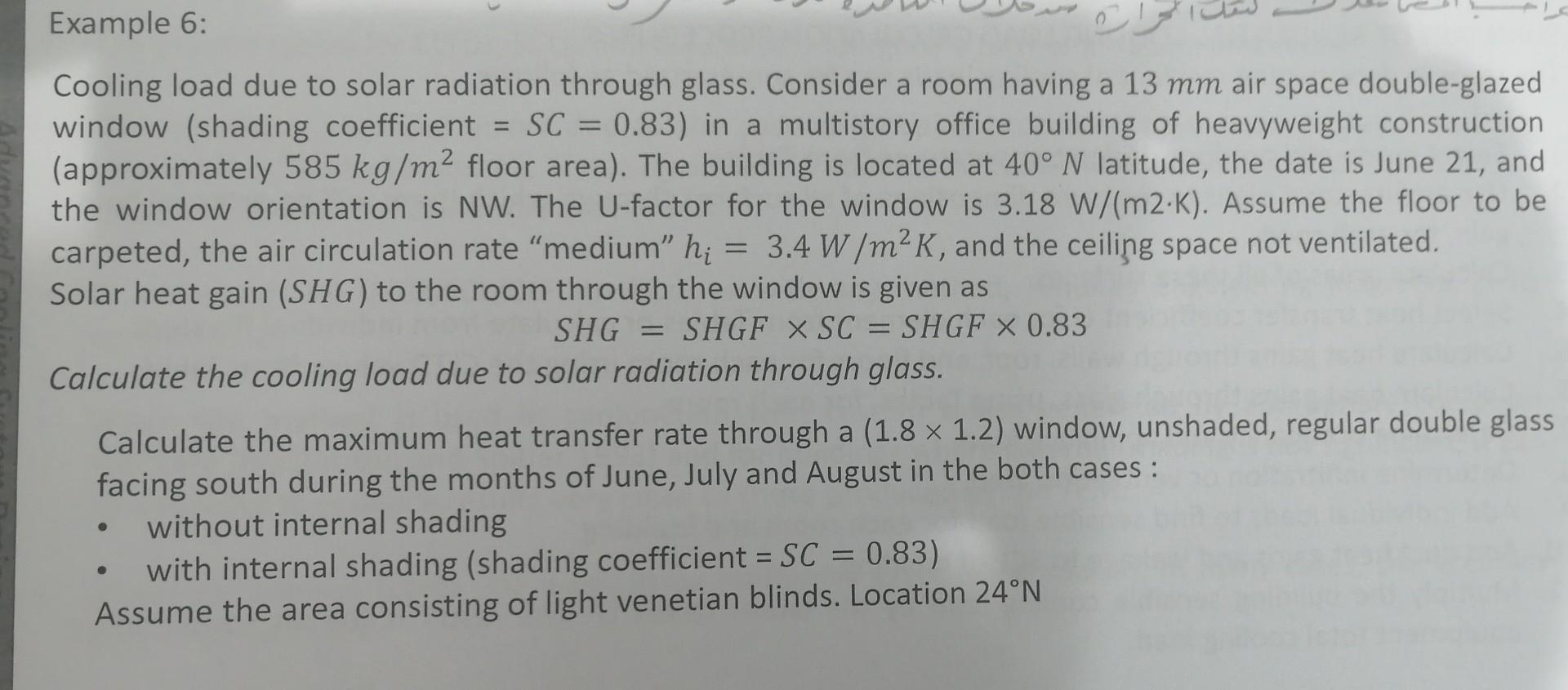 Solved Cooling load due to solar radiation through glass. | Chegg.com
