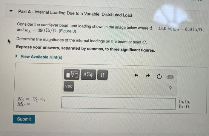 Solved Part A - Internal Loading Due to a Variable, | Chegg.com
