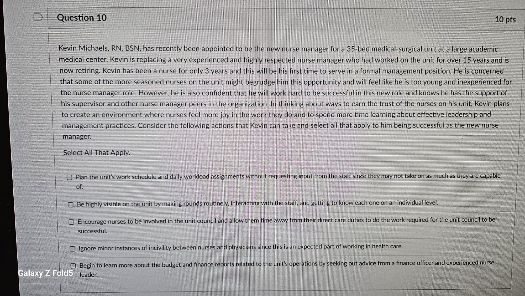 Solved Question 1010 ﻿ptsKevin Michaels, RN, ﻿BSN, ﻿has | Chegg.com