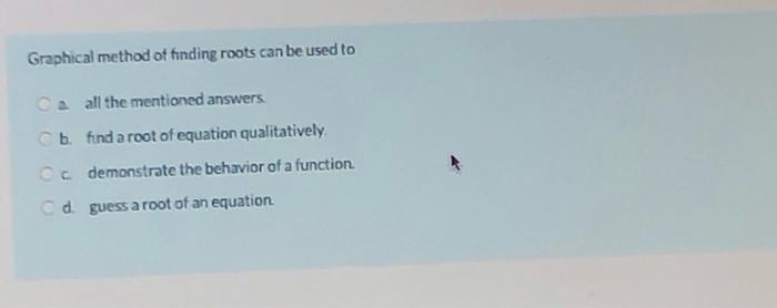 Solved Graphical method of finding roots can be used to ca | Chegg.com
