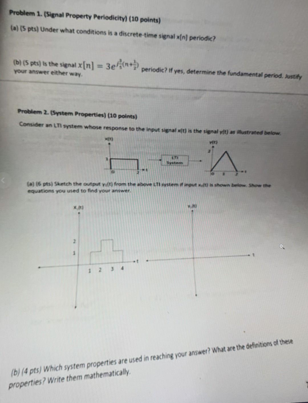 Solved Problem 1. (Signal Property Periodicity) (10 points) | Chegg.com