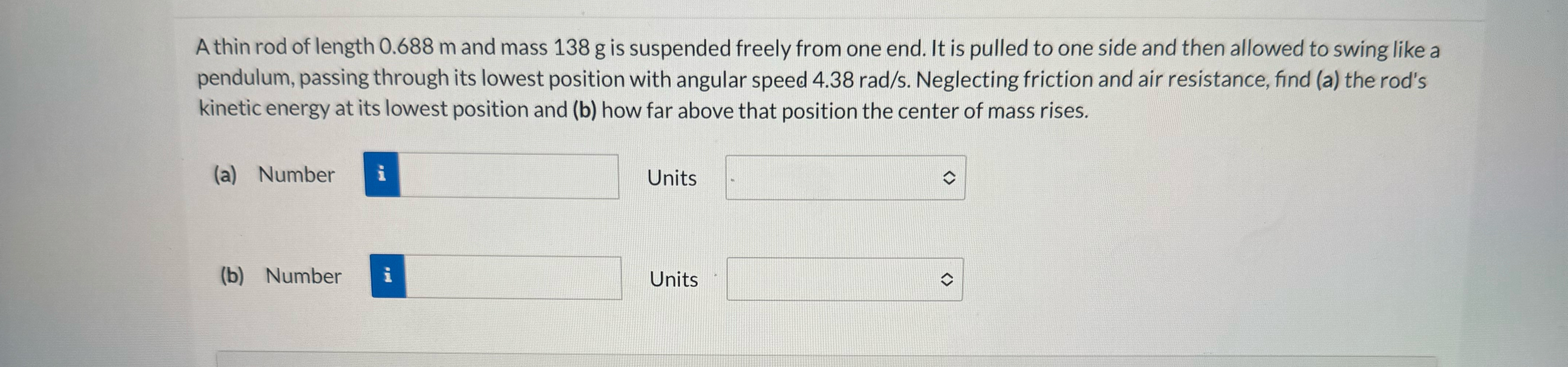 Solved A thin rod of length 0.688m ﻿and mass 138g ﻿is | Chegg.com