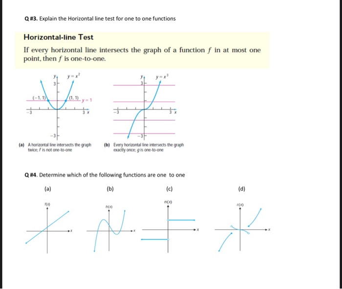 Solved Q 3 Explain The Horizontal Line Test For One To One Chegg
