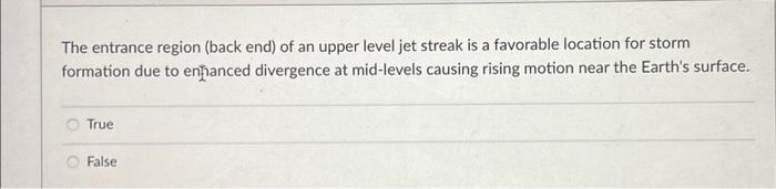 Solved The entrance region (back end) of an upper level jet | Chegg.com