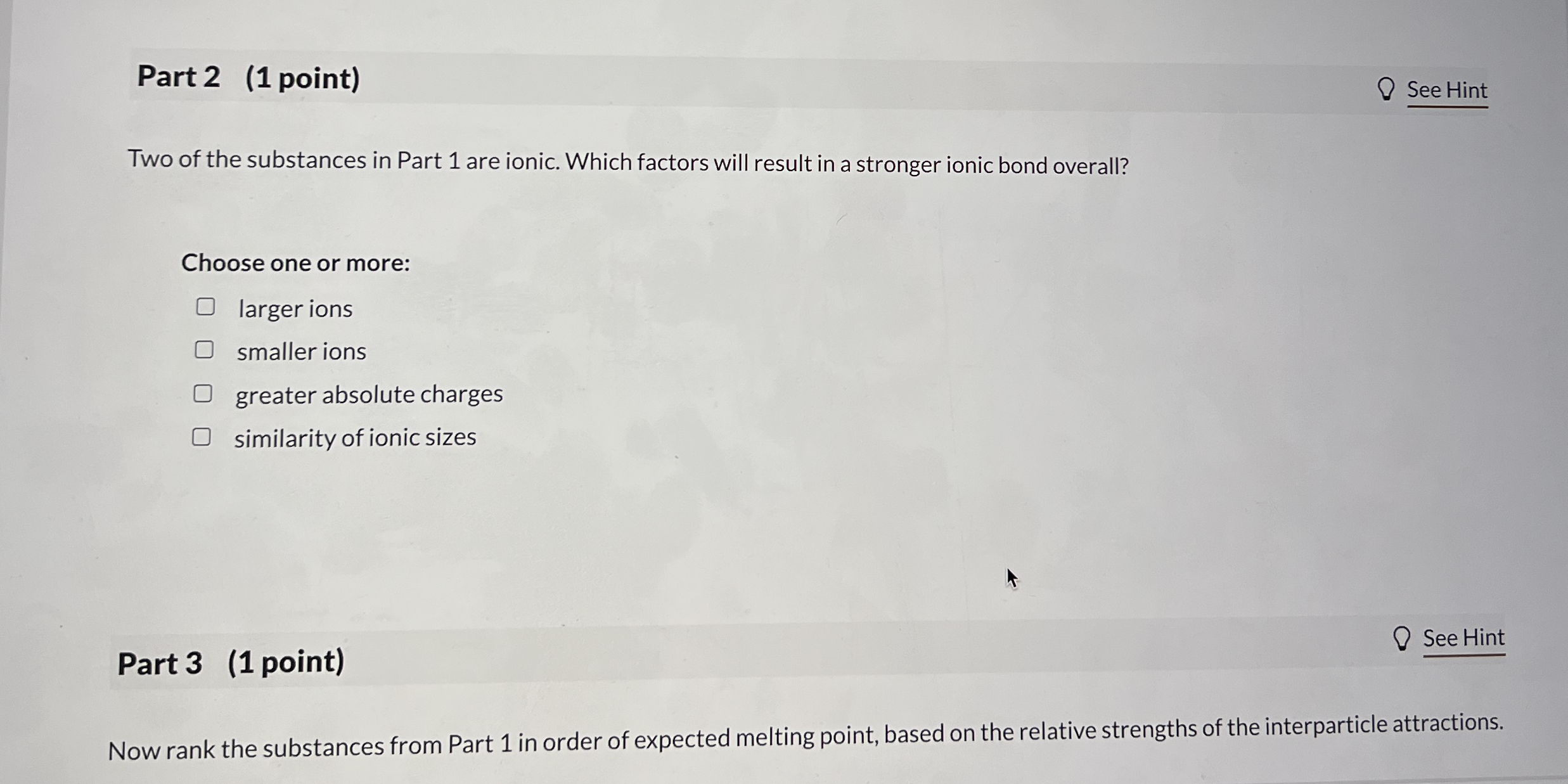 Solved Part 2 (1 point)See HintTwo of the substances in | Chegg.com Solved Part 2 (1 point)See HintTwo of the substances in | Chegg.com
