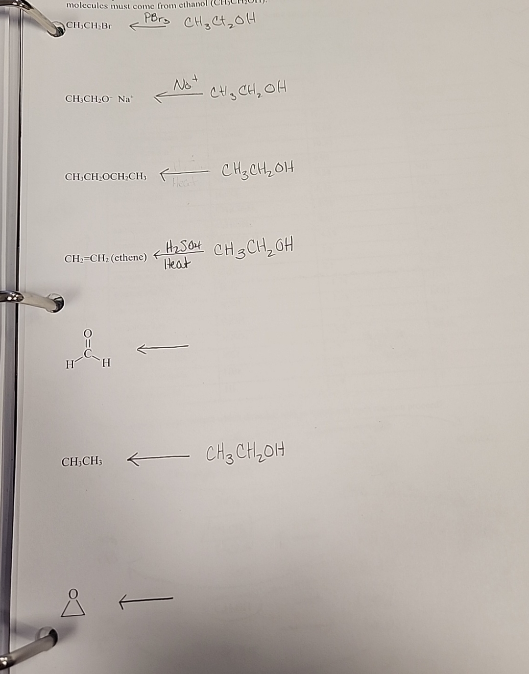 Solved CH3CH2O-Na+longleftarrowNa+CH3CH2OHCH3CH2OCH2CH3longl | Chegg.com