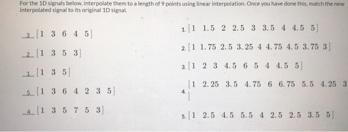 Solved For the 1D signals below, interpolate them to a | Chegg.com