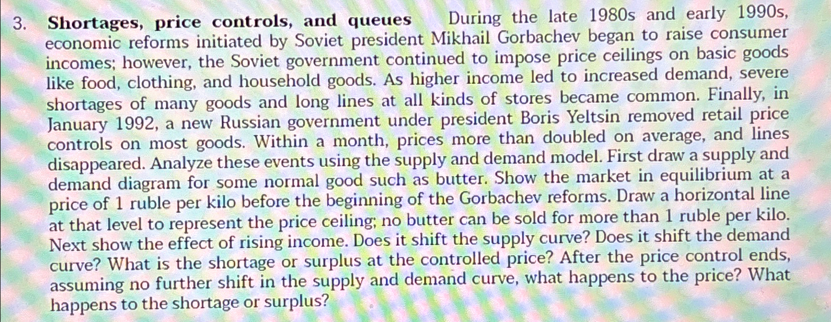 Solved Shortages, price controls, and queues During the late | Chegg.com