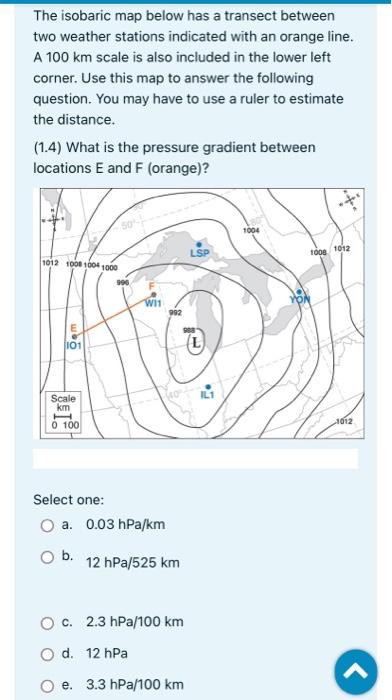 Solved The isobaric map below has a transect between two | Chegg.com