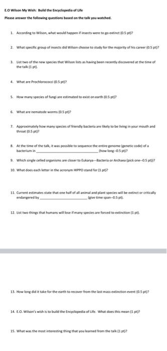 E. Wilson My Wish Build the Encyclopedia of Ulle | Chegg.com