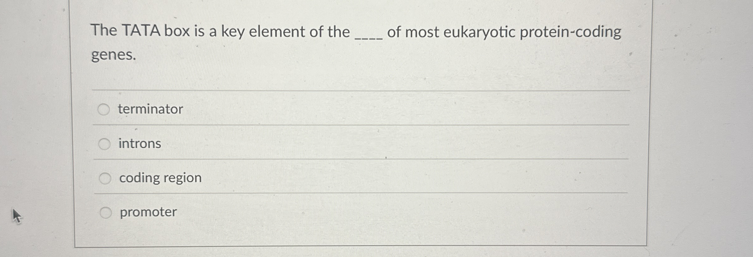 High Quality SOLUTION The TATA box is a key element of the q, ﻿of most | Chegg.com