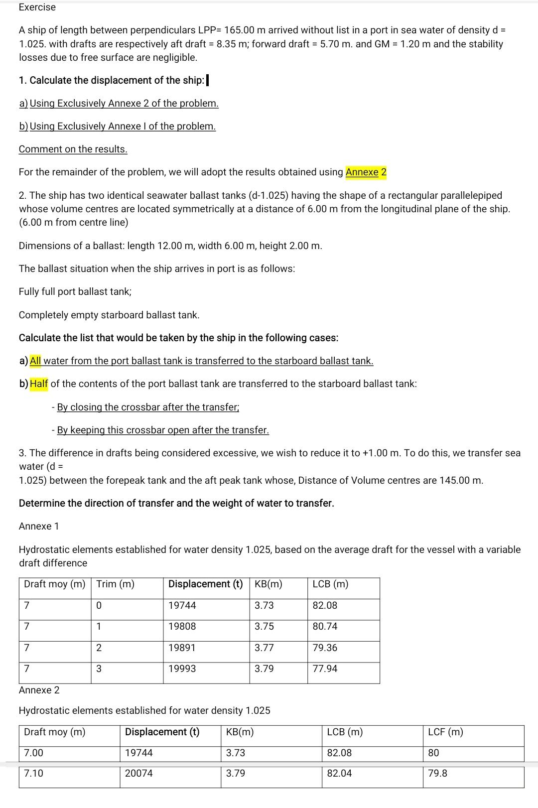 ExerciseA ship of length between perpendiculars LPP | Chegg.com
