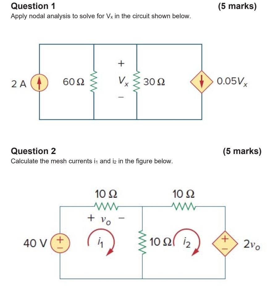 Solved Question 1(5 ﻿marks)Apply nodal analysis to solve for | Chegg.com