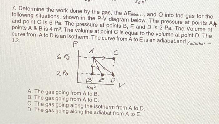 Solved Как ' 7. Determine the work done by the gas, the | Chegg.com