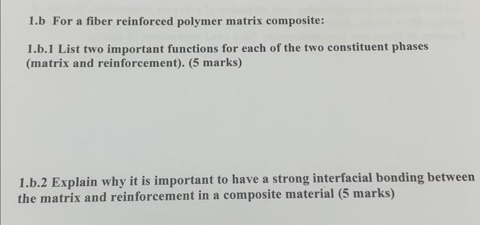 Solved 1.b For a fiber reinforced polymer matrix composite: | Chegg.com