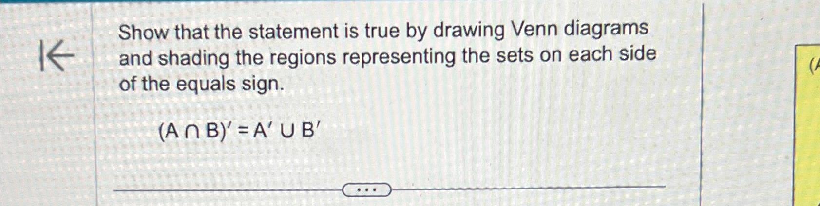Solved Show that the statement is true by drawing Venn | Chegg.com