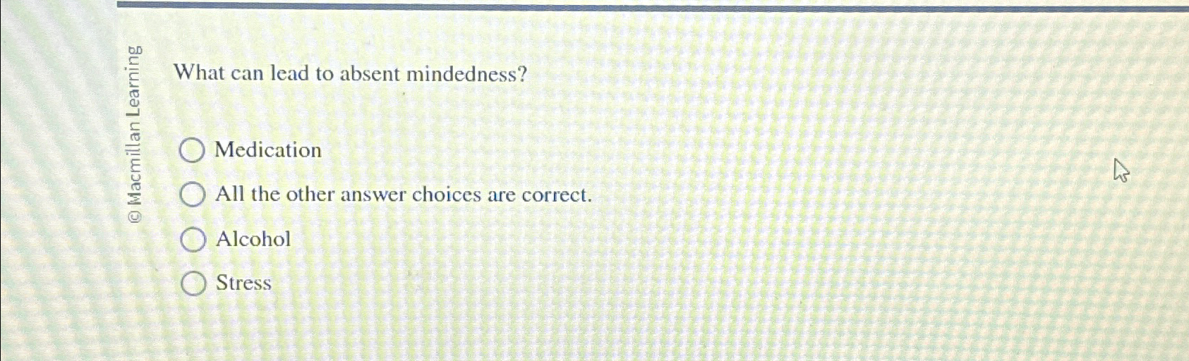 Solved What can lead to absent mindedness?MedicationAll the | Chegg.com