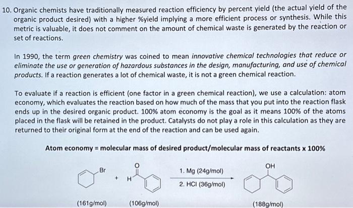 Solved 10. Organic chemists have traditionally measured | Chegg.com