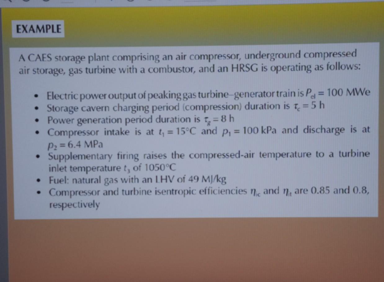 Solved A CAES storage plant comprising an air compressor, | Chegg.com