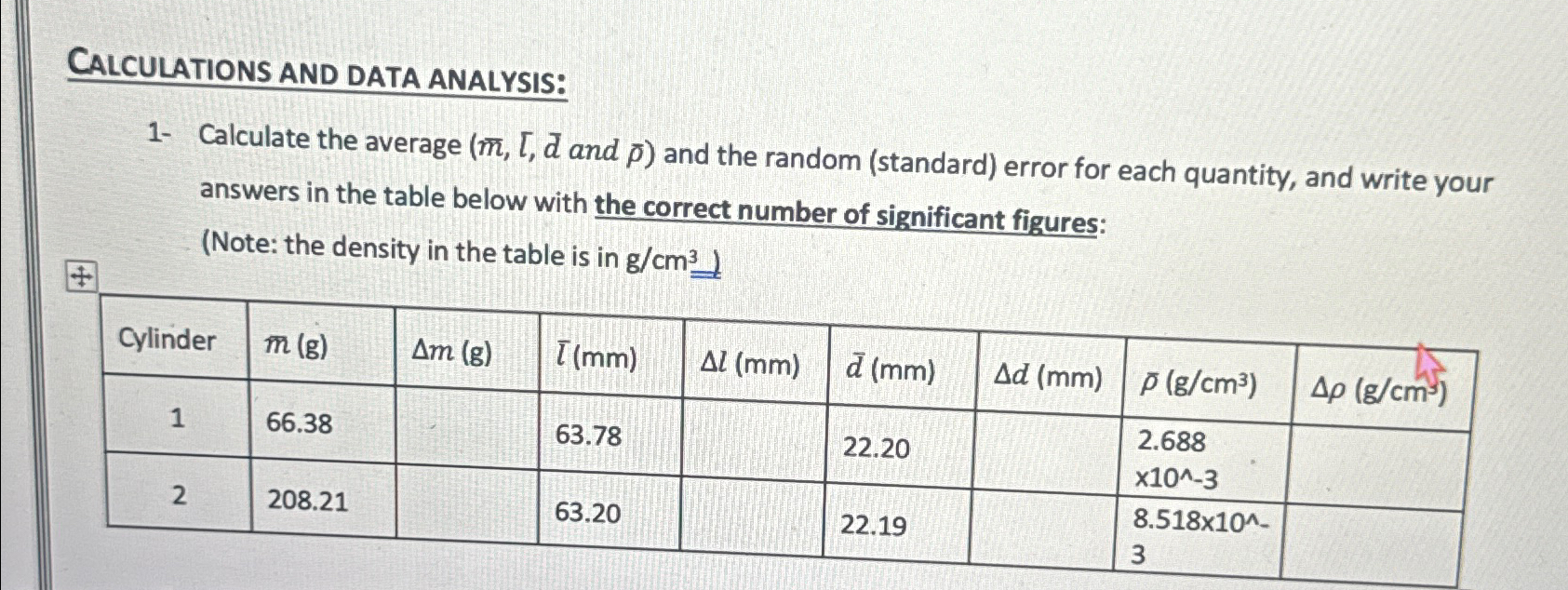 Solved CALCULATIONS AND DATA ANALYSIS:1- ﻿Calculate the | Chegg.com